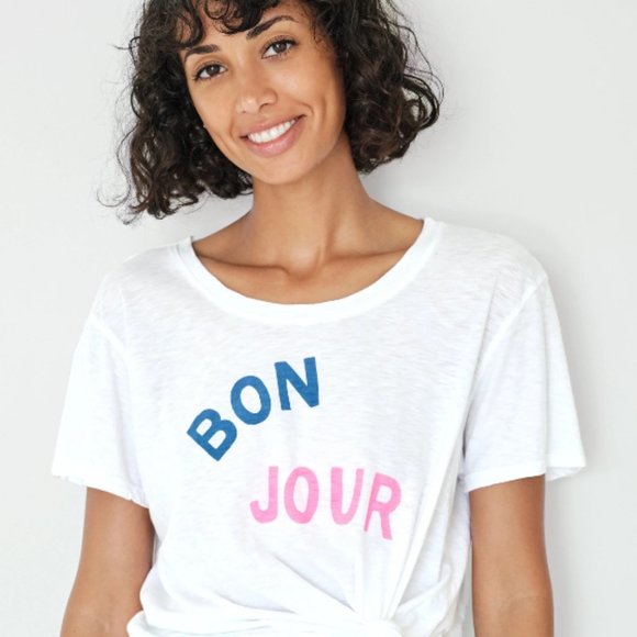 Sundry | Tops | Nwt Sundry Bonjour Vintage White Tee | Poshmark